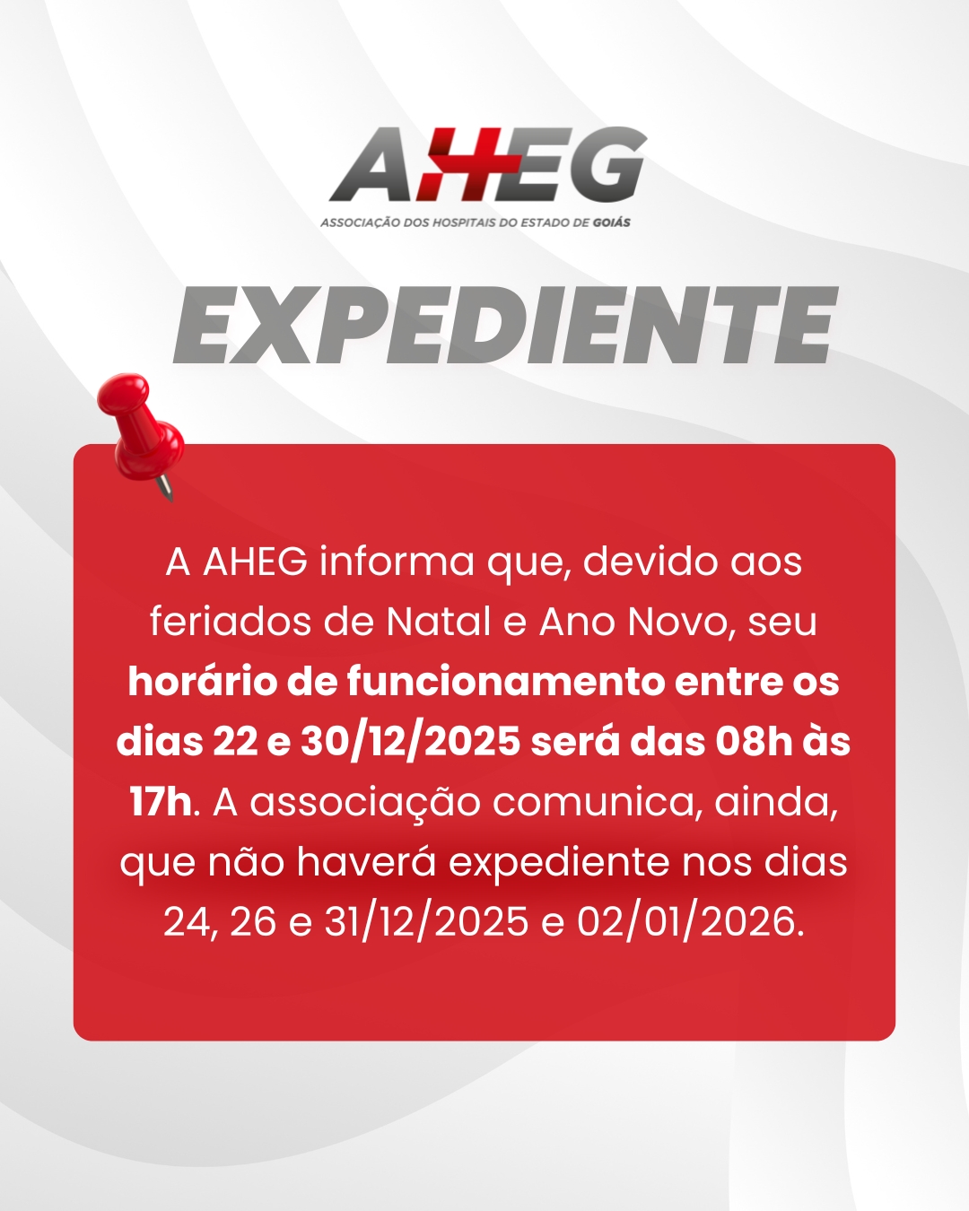 Expediente AHEG - Natal e Ano Novo - Notícias - AHEG - Associação dos ...
